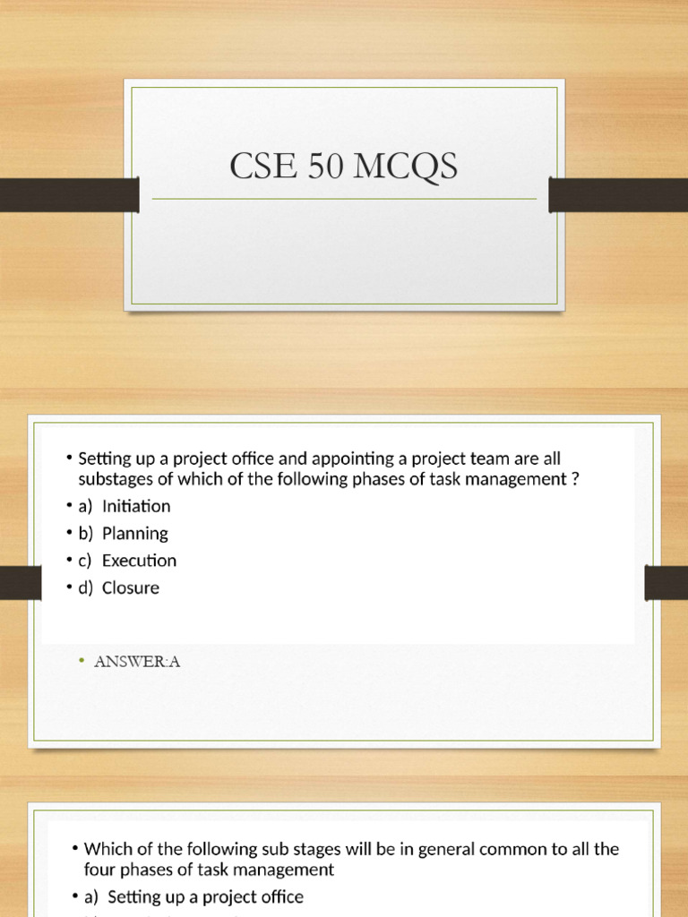 CSE 50 Multiple Choice Questions Answers | PDF