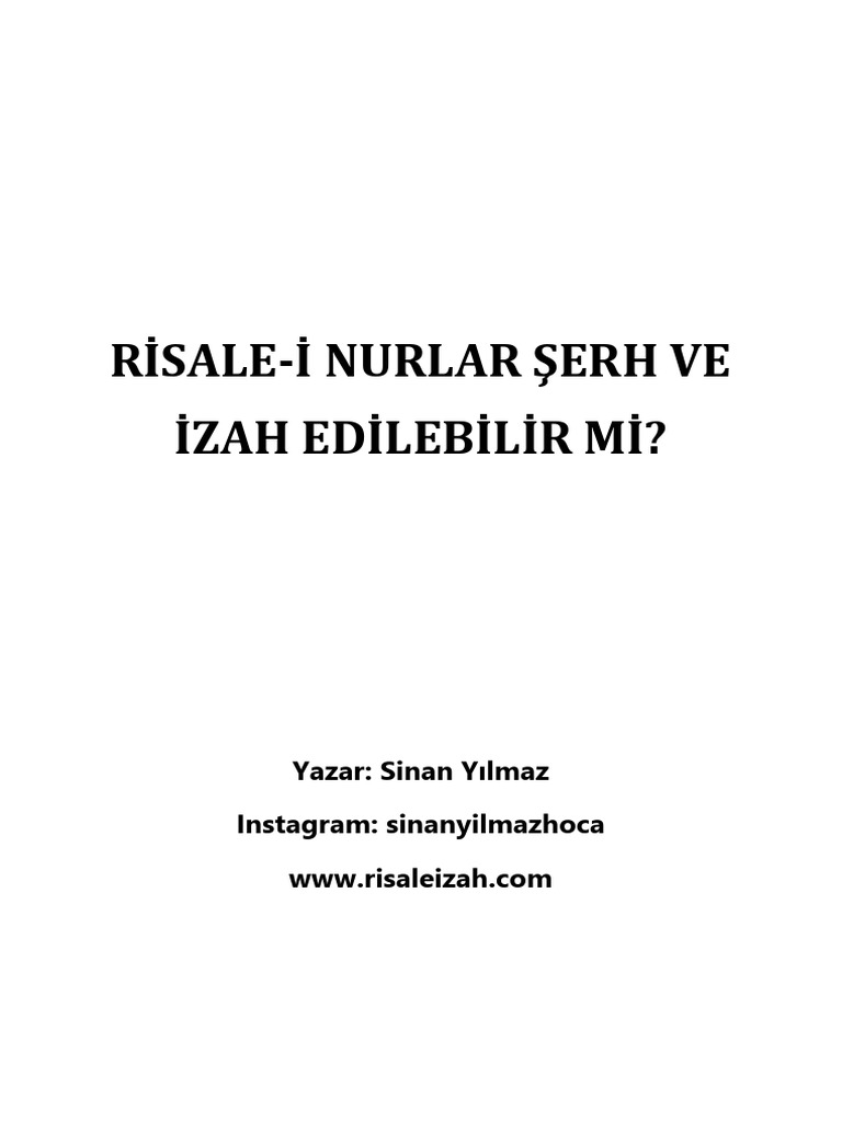 Risaleler Serh Ve Izah Edilebilir Mi | PDF