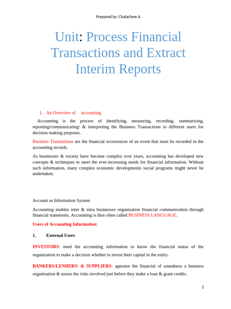 Process Financial Transactions and Extract Interim Reports | PDF ...