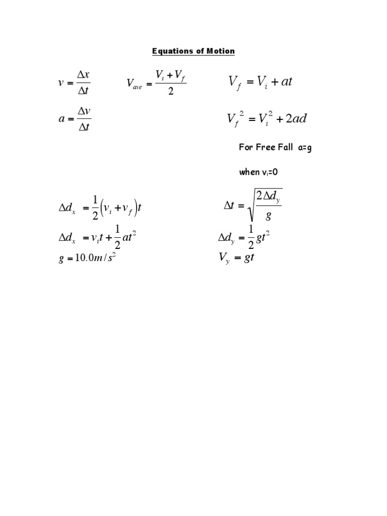 Equations of Motion and Forces | PDF