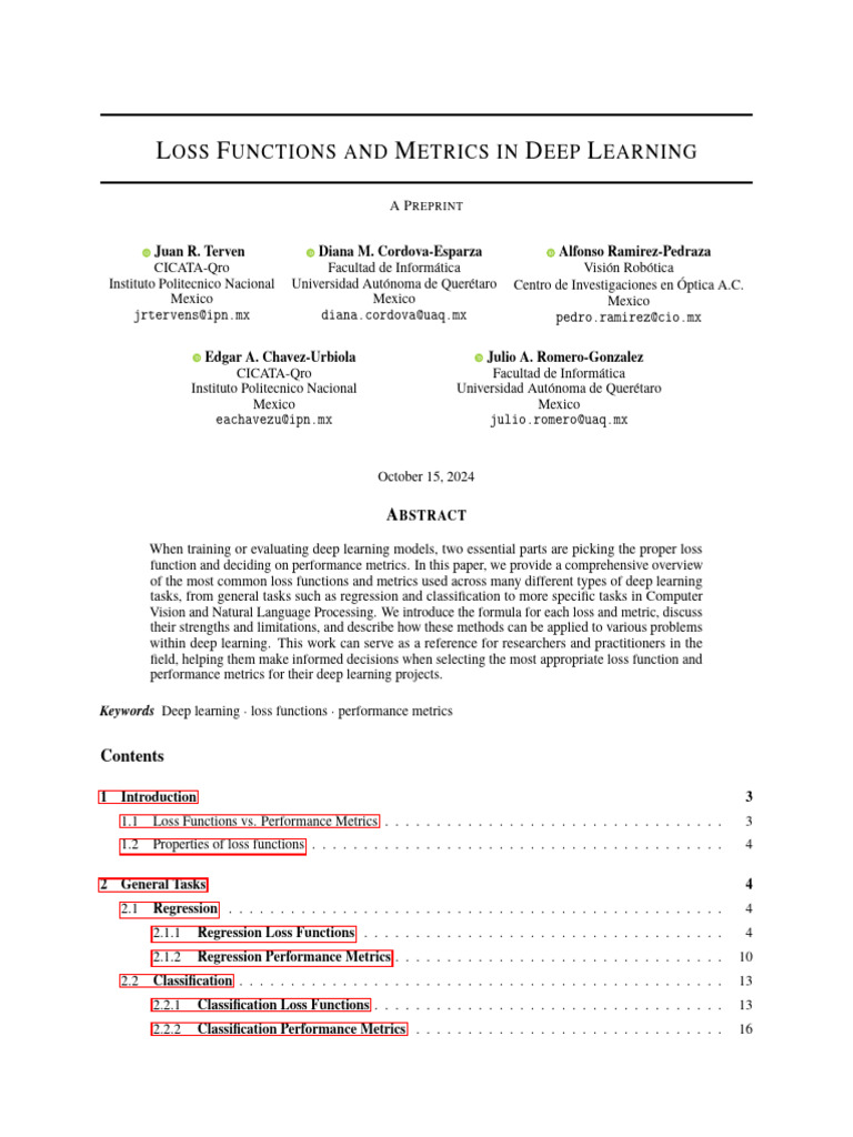 Loss Functions and Metrics in Deep Learning | PDF | Mean Squared Error ... Loss Functions and Metrics in Deep Learning | PDF | Mean Squared Error ...