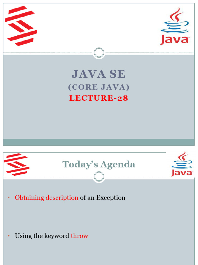 X (Lec-28) Java SE (Exception Handling-2) | PDF | Method (Computer Programming) | Java ...
