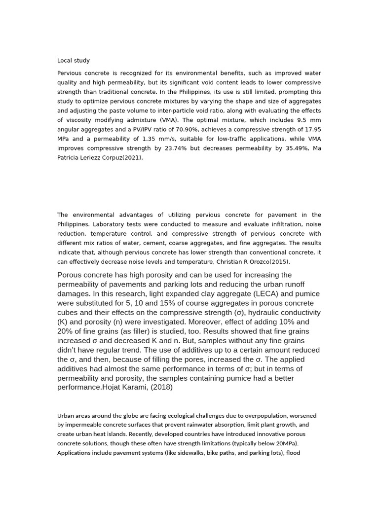 Local-Study-Of RRL in Porous Concrete | PDF | Concrete | Porosity