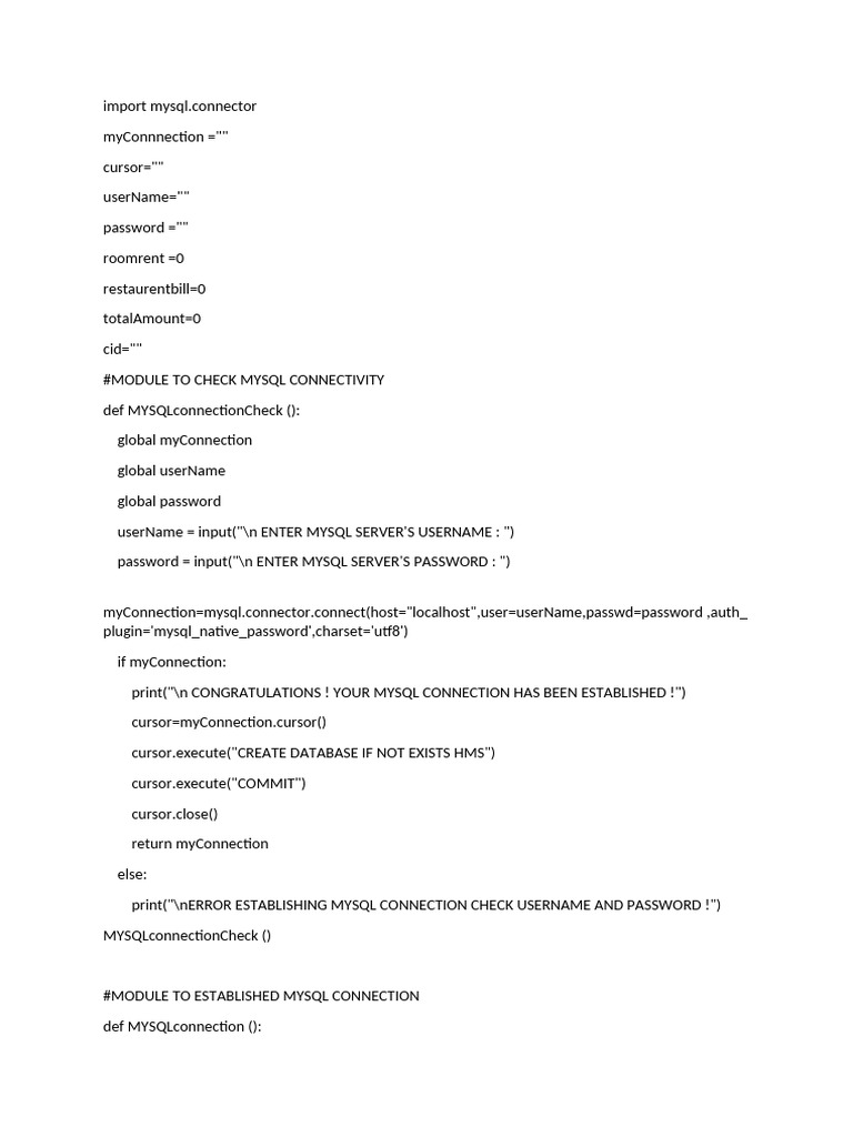 hotel managment computer project | PDF | Computing | Sql