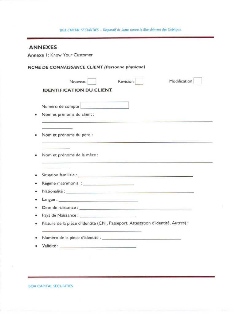 Connaissance Du Client Personne Physique | PDF