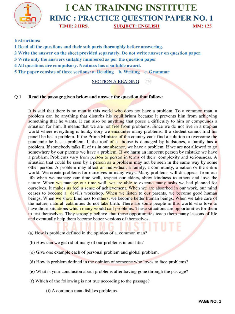 Rimc Practice Que Pap 3 | PDF