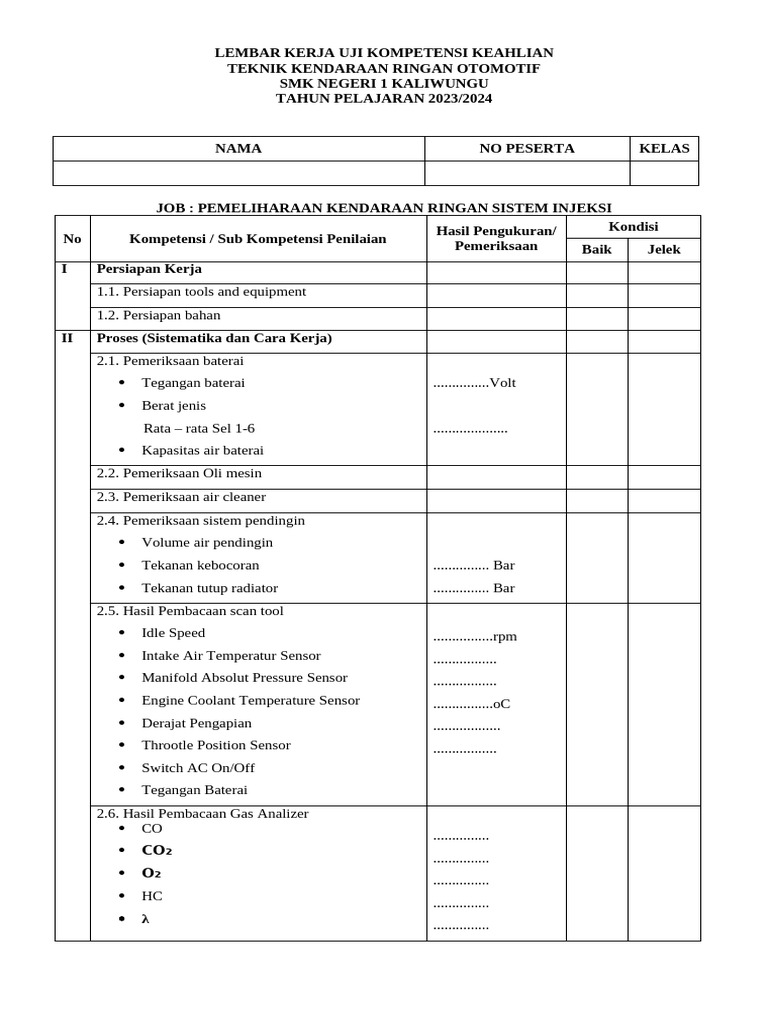 FORMAT JOBSHEET UKK | PDF