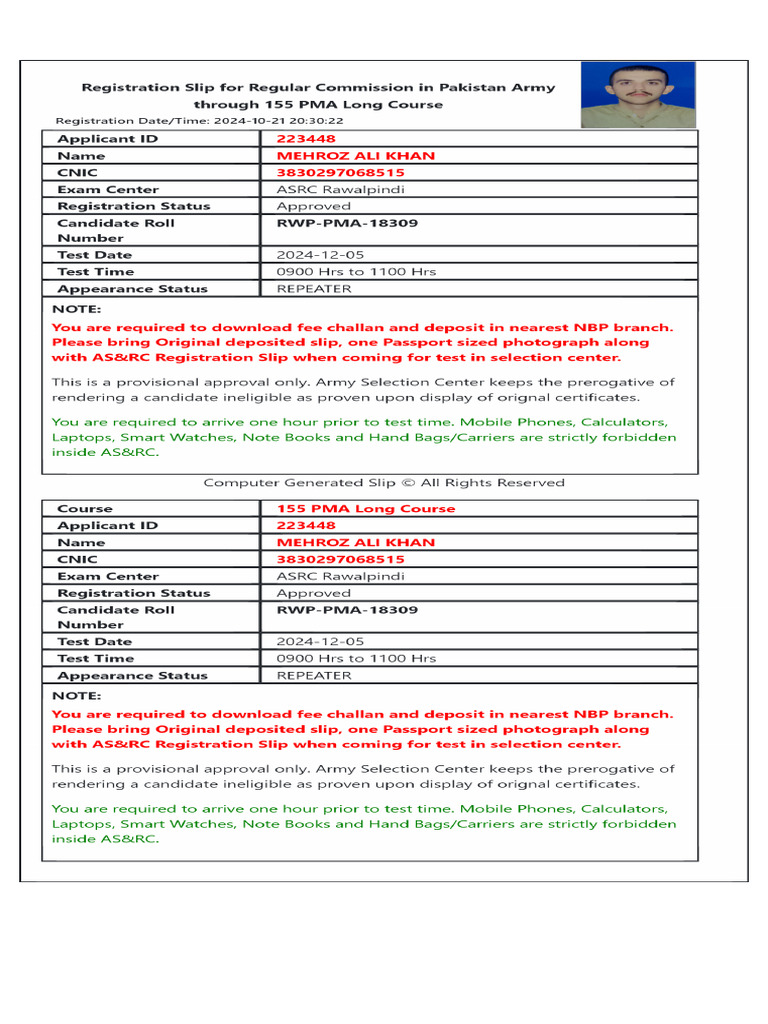 Registation Slip | PDF