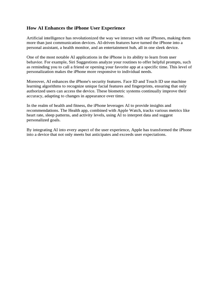 How AI Enhances The Iphone User Experience | PDF