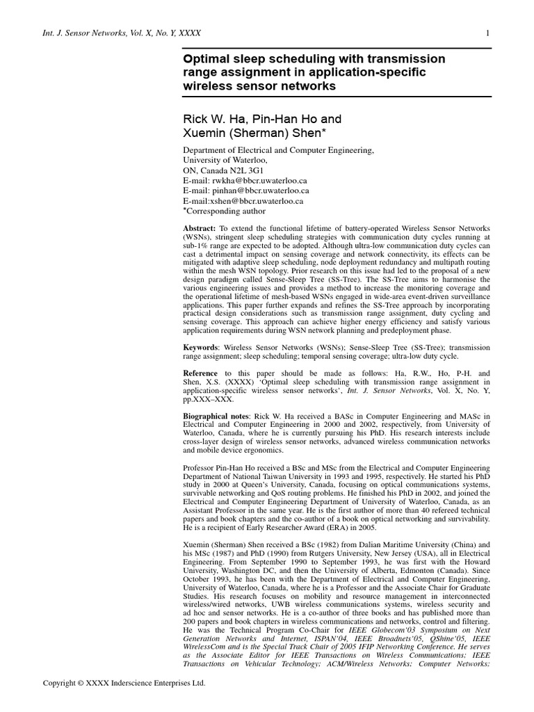 Optimal sleep scheduling with transmission range in wireless sensor networks - 20241129-152100 ...
