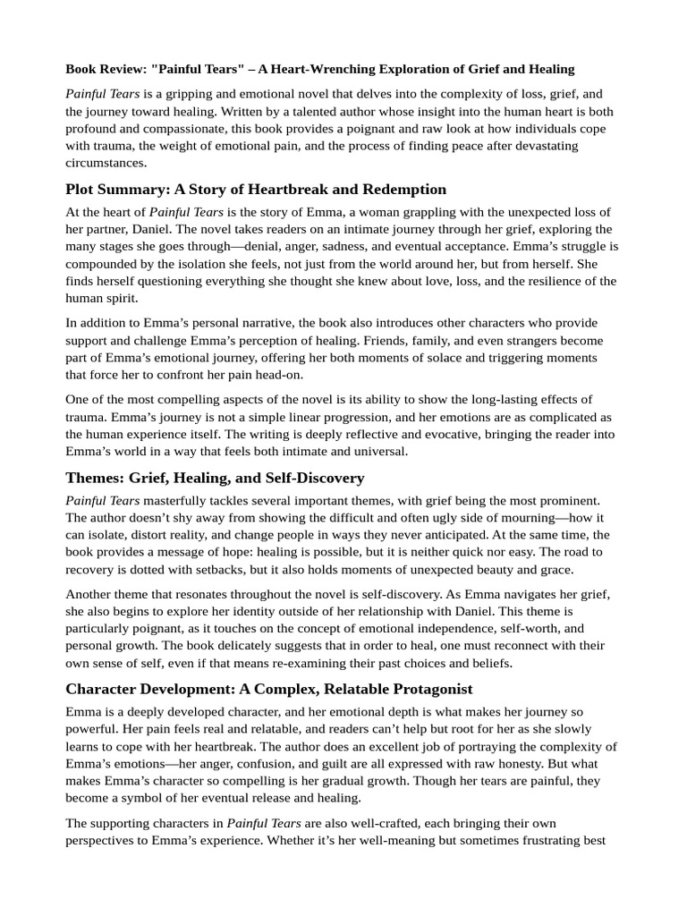 Book Review: "Painful Tears" - A Heart-Wrenching Exploration of Grief ...