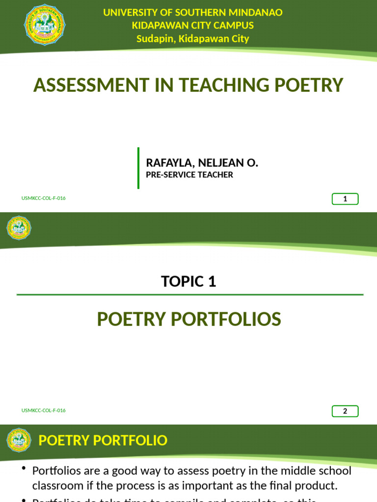 Assessing Poetry in Education | PDF | Rubric (Academic) | Poetry