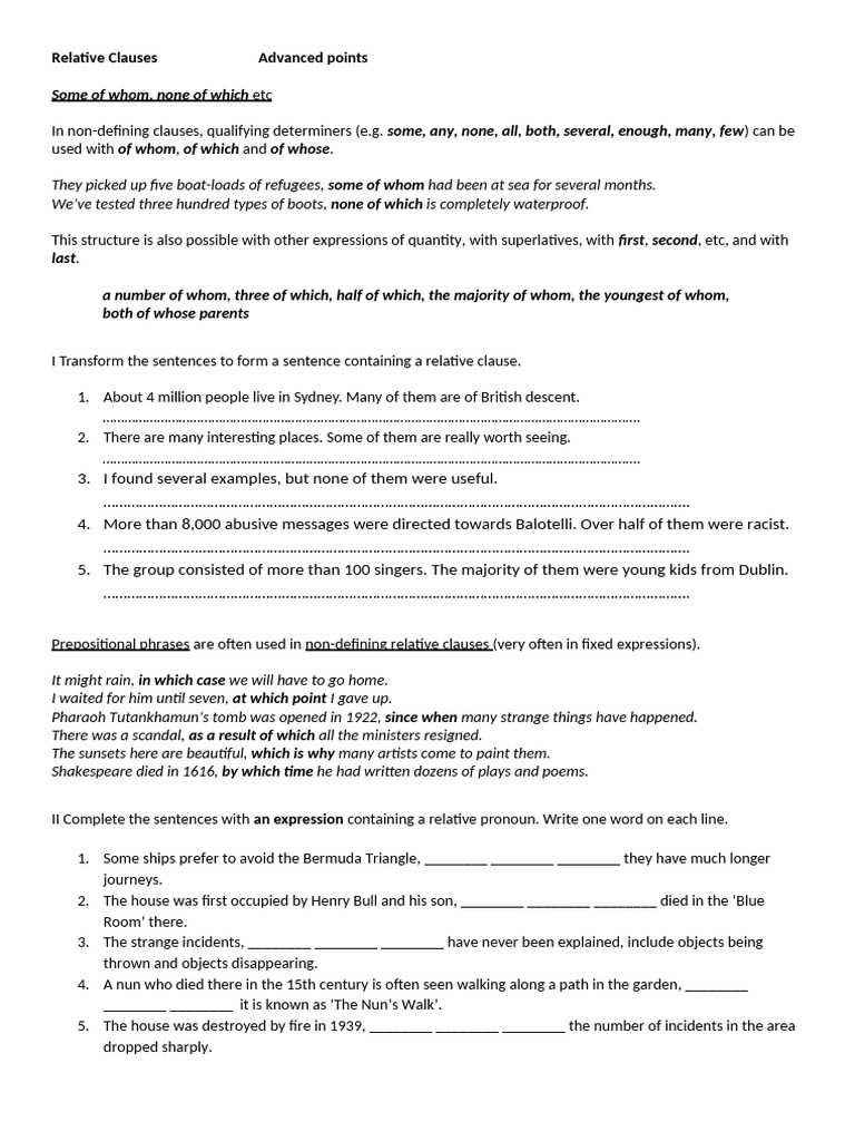 Advanced Relative Clauses Guide | PDF | Linguistic Typology | Syntax