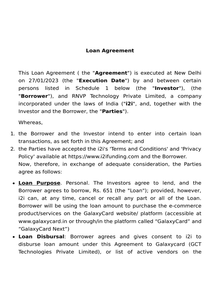 Loan Agreement for GalaxyCard Purchase | PDF | Loans | Credit Card