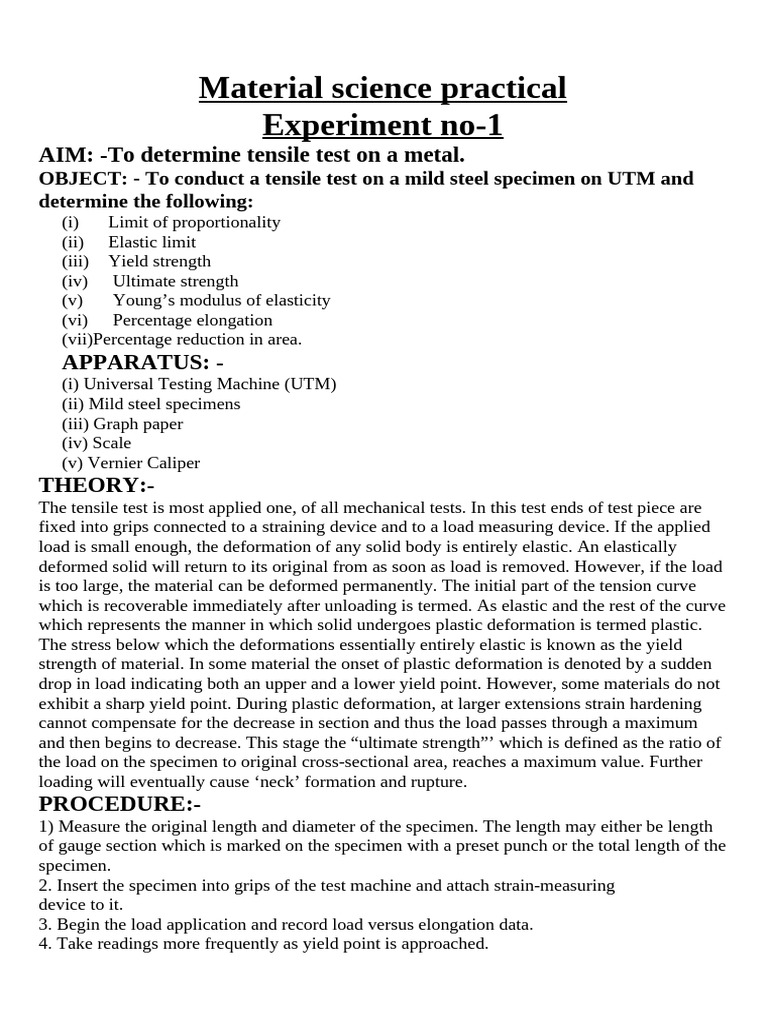 MS Practical | PDF | Deformation (Engineering) | Hardness