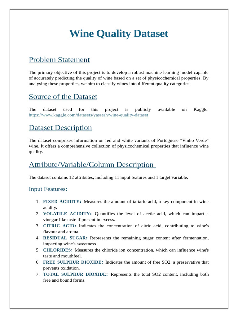 Wine Quality Dataset | PDF | Wine | Acid