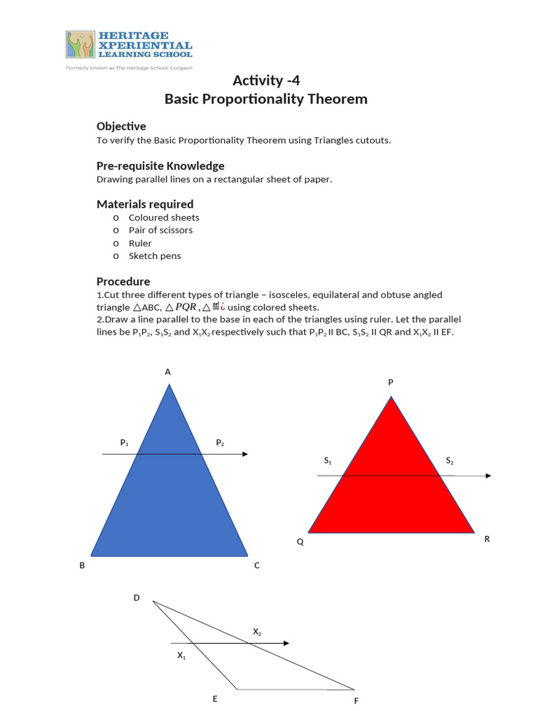 Activity -4 Basic Proportionality Theorem (2) | PDF | Triangle ...