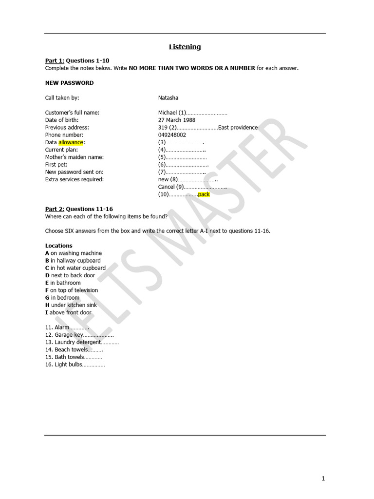 IELTS Listening Practice Notes Guide | PDF