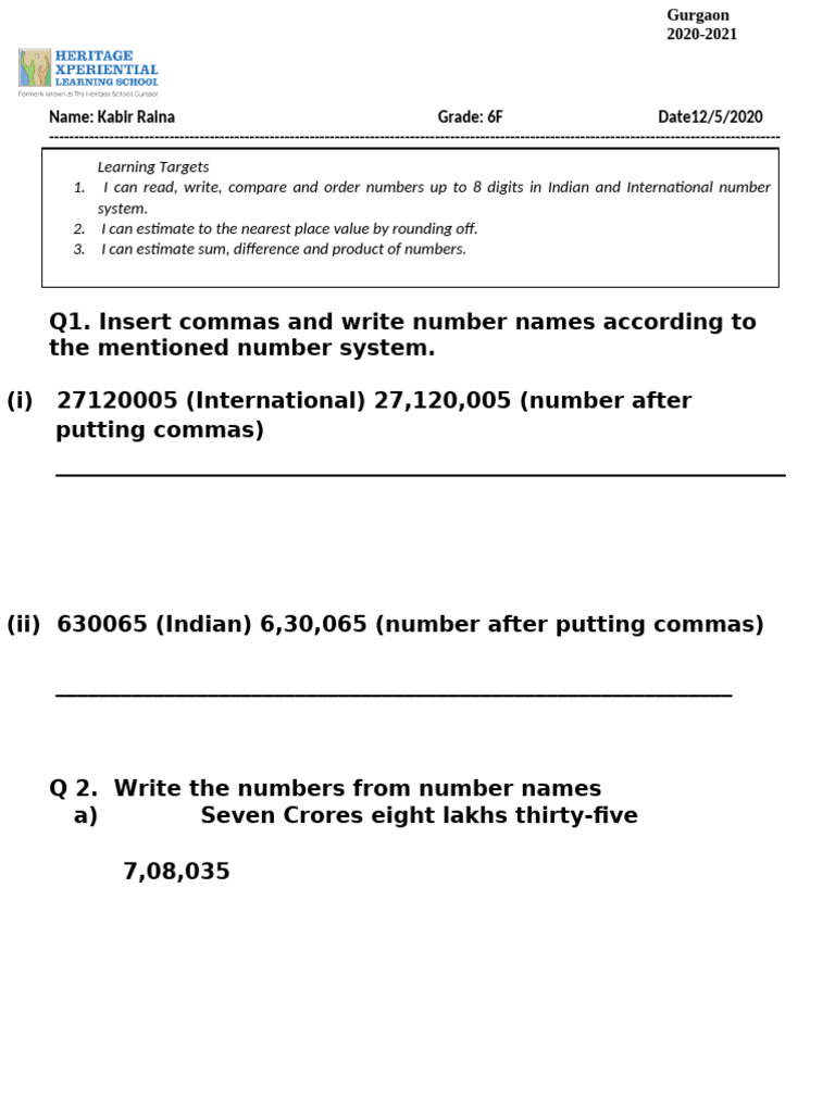 Knowing Our Numbers 20-21 - 1 | PDF