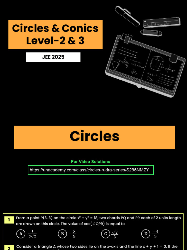 Circles & Conics Questions Sheet - Level 2 & 3 | PDF | Ellipse | Circle