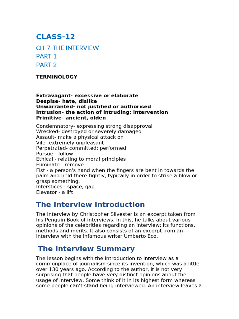 c7 c12, Eng The Interview | PDF