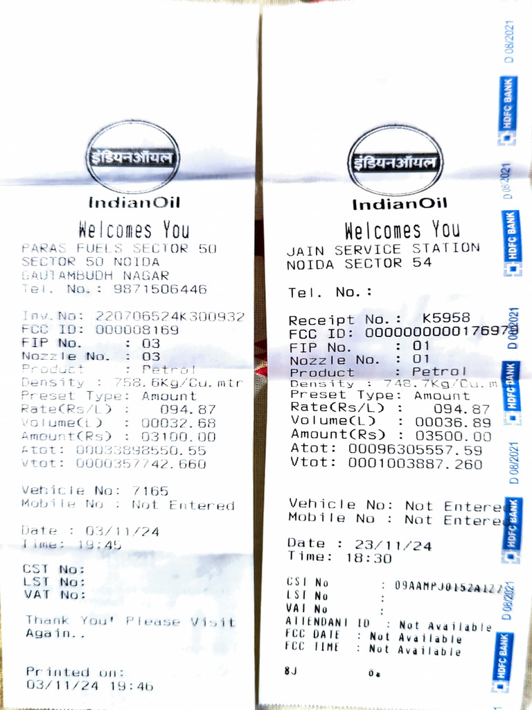 Fuel Receipts and FCC IDs Overview | PDF