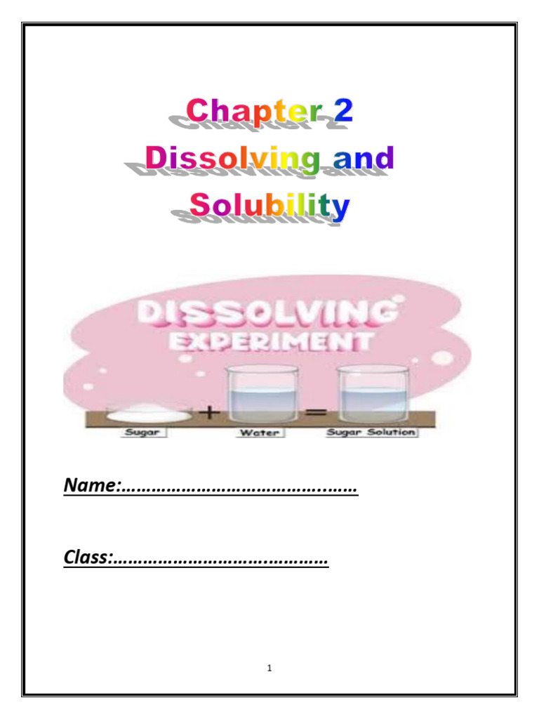 Dissolving and Solubilty Worksheet 20252h4a8 | PDF