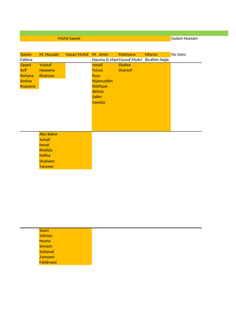 Mulla Family Generation Tree | PDF