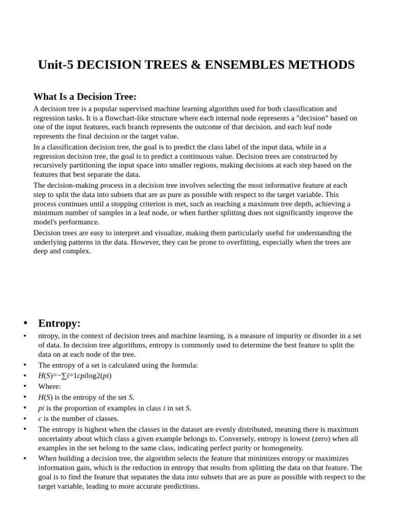 Unit-5 Decision Trees & Ensembles Methods | PDF | Machine Learning | Multivariate Statistics
