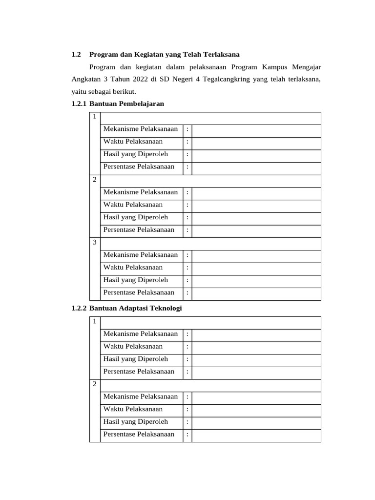 Format Proker Terlaksana (Eka) | PDF