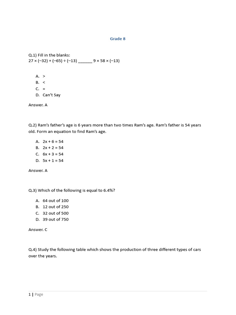 Grade 8 - Set 2 | PDF