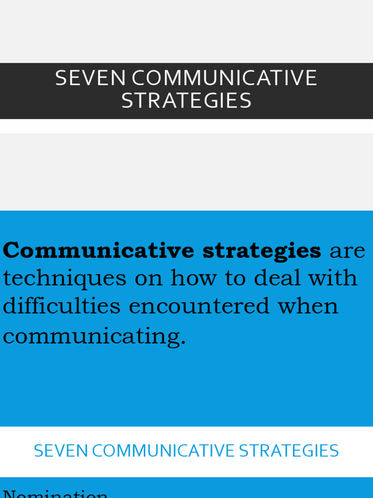 7 Communicative Strategies | PDF