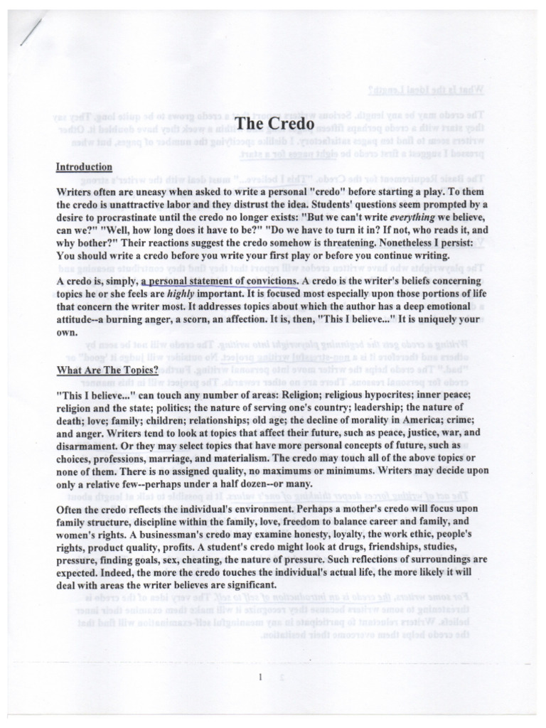 The Credo - What Is It | PDF