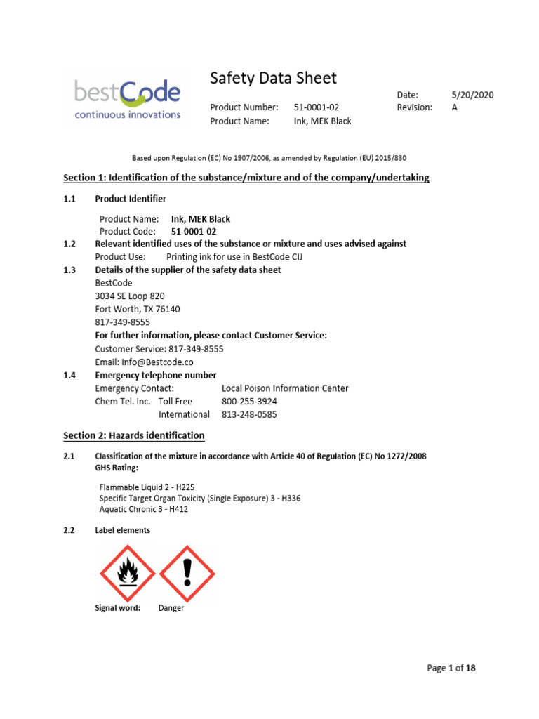 Industrial Ink Safety Guide | PDF | Toxicity | Safety