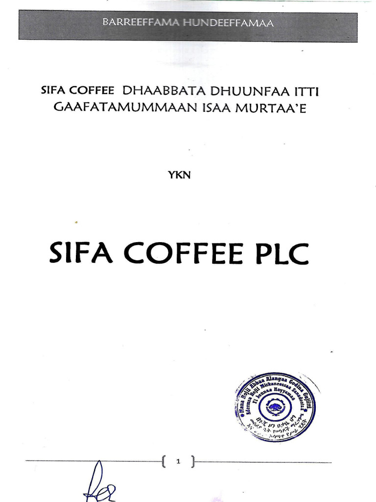 SIFA COFFE PLC | PDF