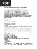 Class 10 Enquiry Letter Guide | PDF