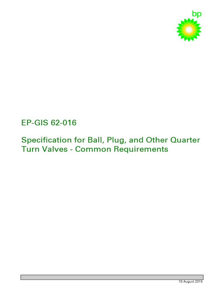 EP-GIS 62-016 - Specification For Ball Plug and Other Quarter Turn ...