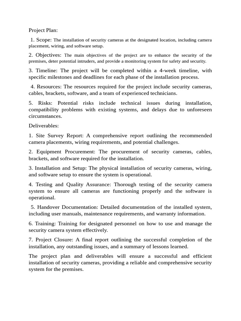 Project Plan Sample | PDF