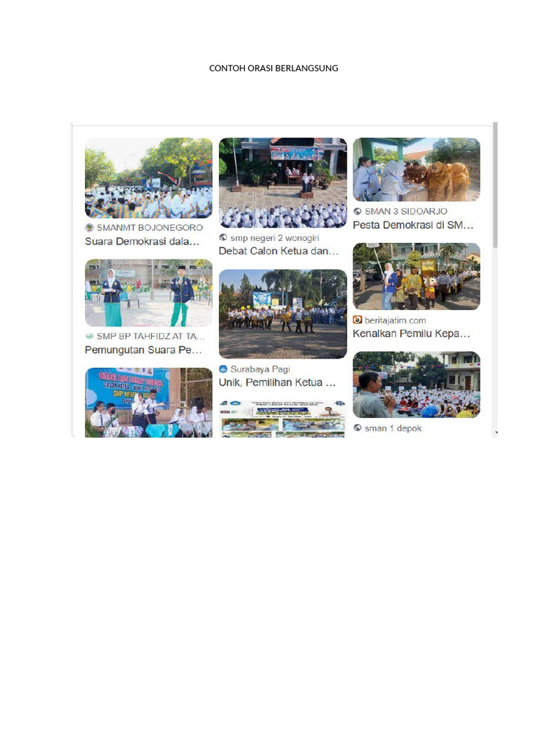 CONTOH ORASI BERLANGSUNG | PDF
