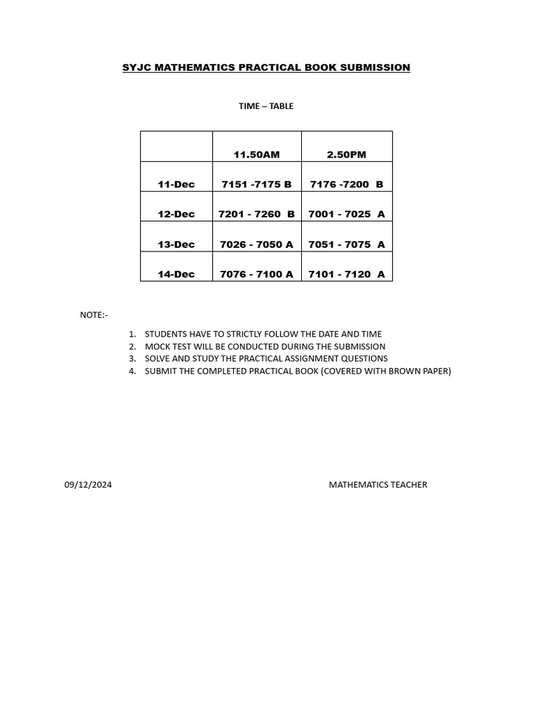 Syjc Mathematics Practical Book Submission | PDF
