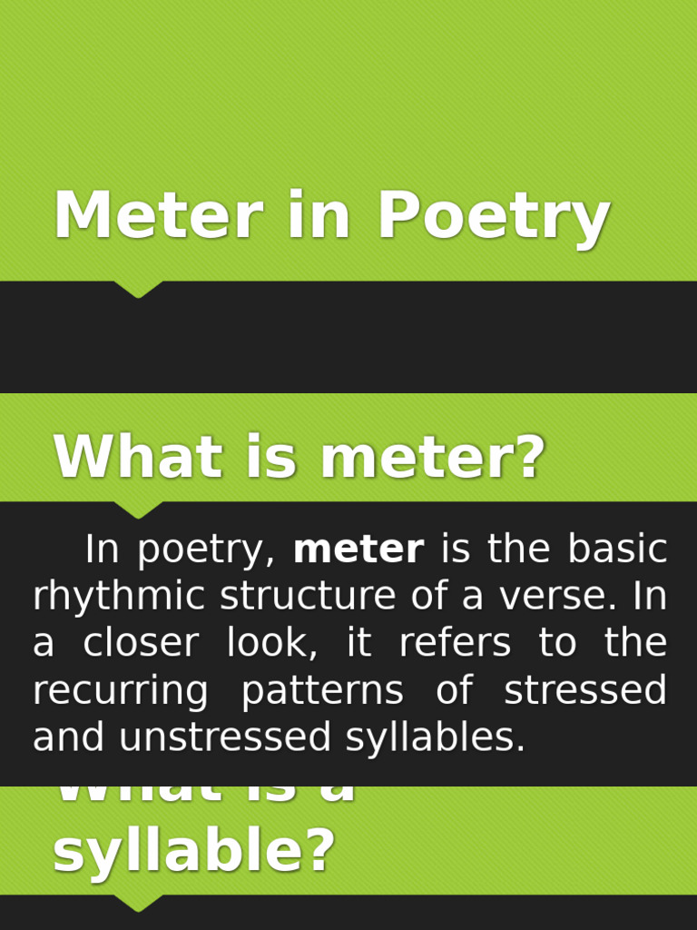 English 7 Q1 Meter in Poetry Poetry and Its Types | PDF | Metre (Poetry ...