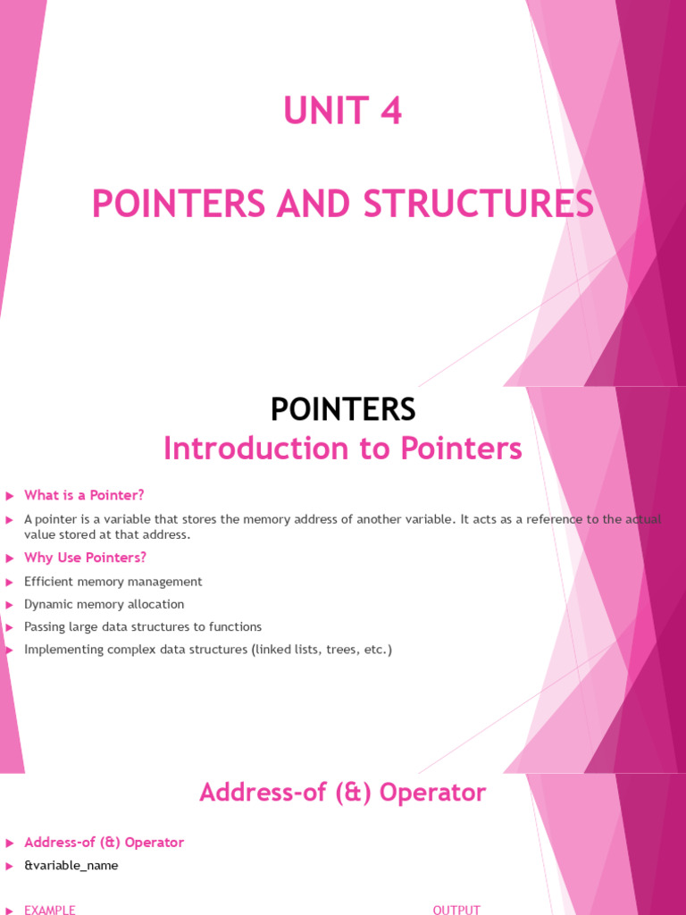 Unit-4 Notes - Pointers and Strucutres | PDF