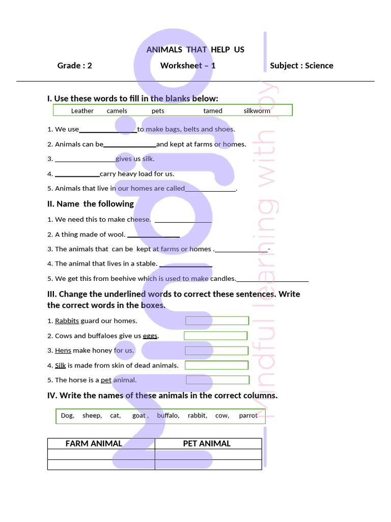 Grade2 Science ANIMALSTHATHELPUS | PDF