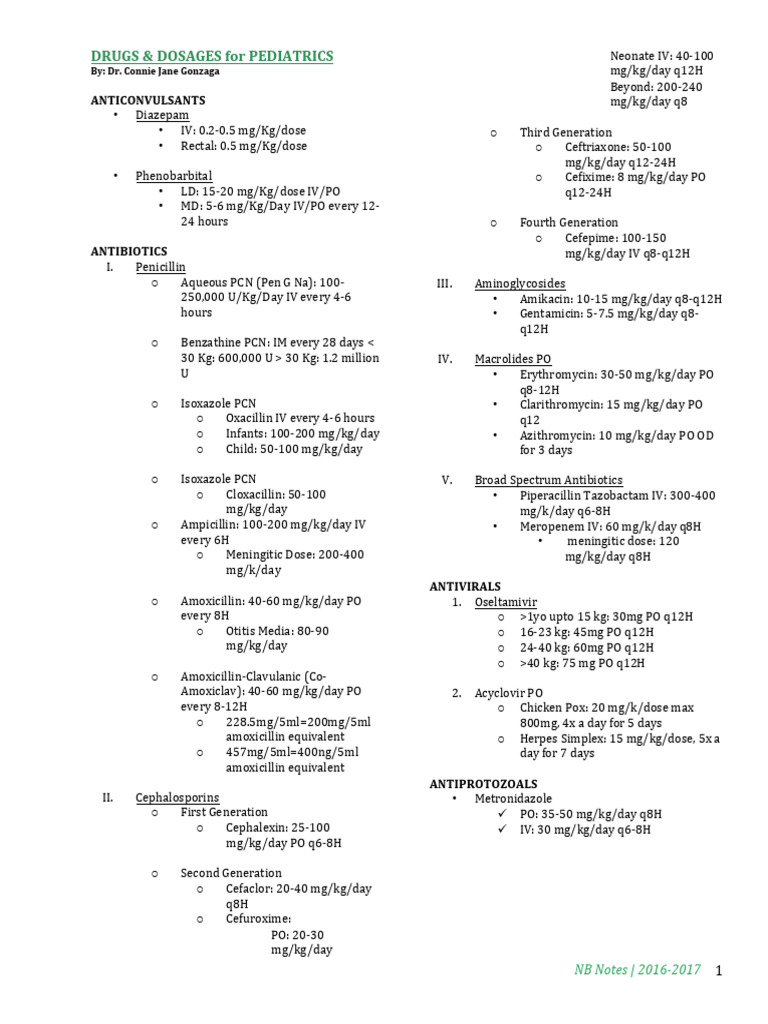 Pediatric Drugs and Dosages | PDF | Drugs | Antibiotics