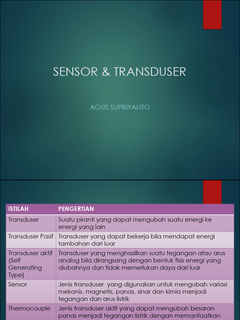 Transduser dan Sensor: Pengertian & Klasifikasi | PDF