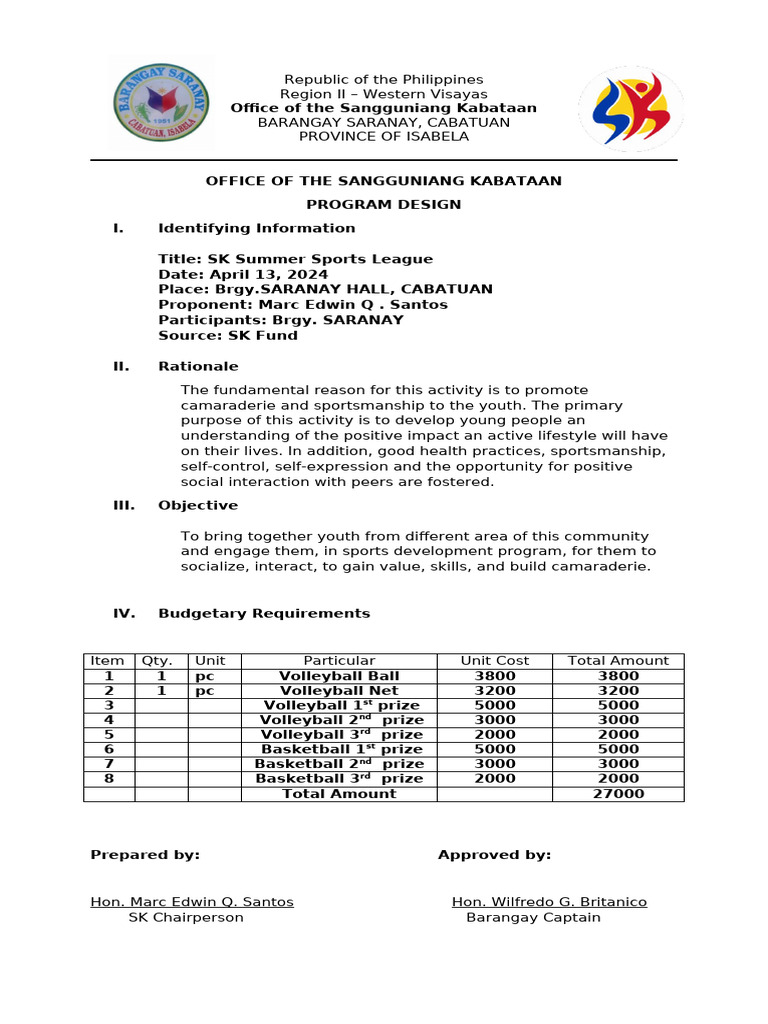 SK Summer League Project Proposal | PDF