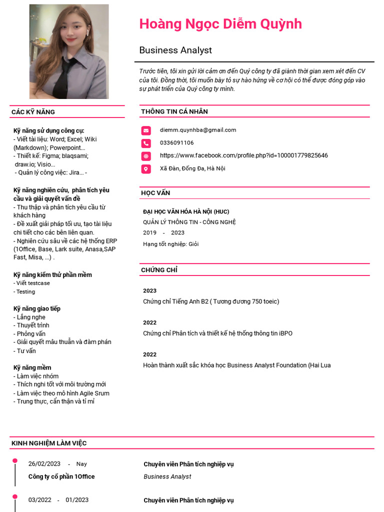 Hoang Ngoc Diem Quynh TopCV - VN 021224.224203 | PDF