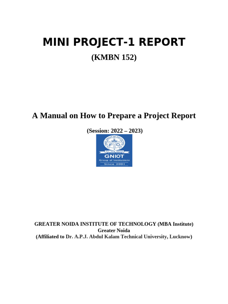 KMBN152 MINI PROJECT-1 Manual | PDF