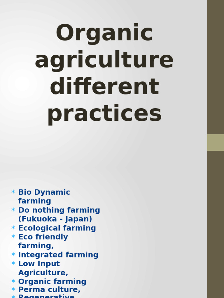 Organic Agriculture Different Practices | PDF | Agriculture | Organic ...