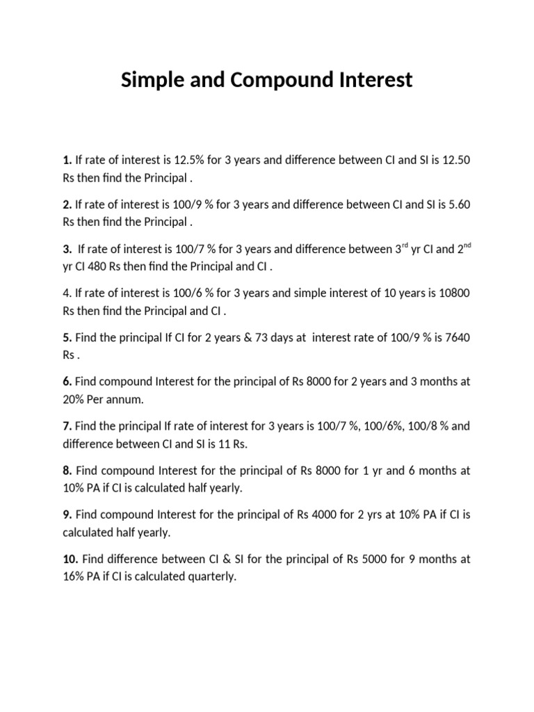 Simple and Compound Interest | PDF